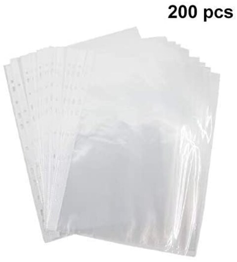 lavish 200 Sheet Protectors. 11 Hole Clear Plastic A4 Size Binder Pouch ...