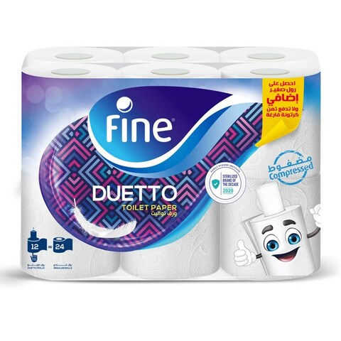 Fine toilet paper duetto rolls 400 sheets 12 price in Saudi Arabia ...