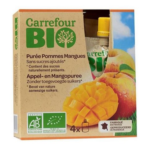 Carrefour Bio Organic Apple And Mango Compote 90g Pack of 4 price in ...