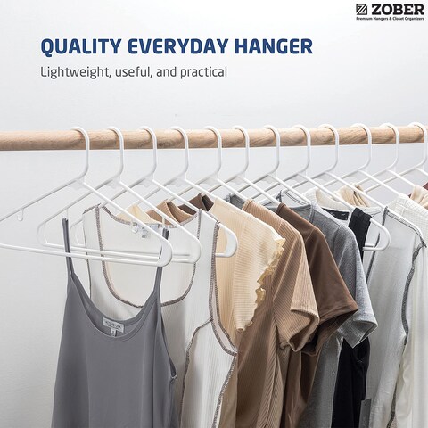 Buy ZOBER Standard White Plastic Hangers - Pack of 50 - with Strap ...