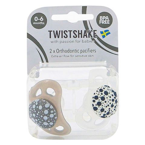 Buy Twistshake Pacifier 06 Months 2 Pieces Greywhite Online | Carrefour ...
