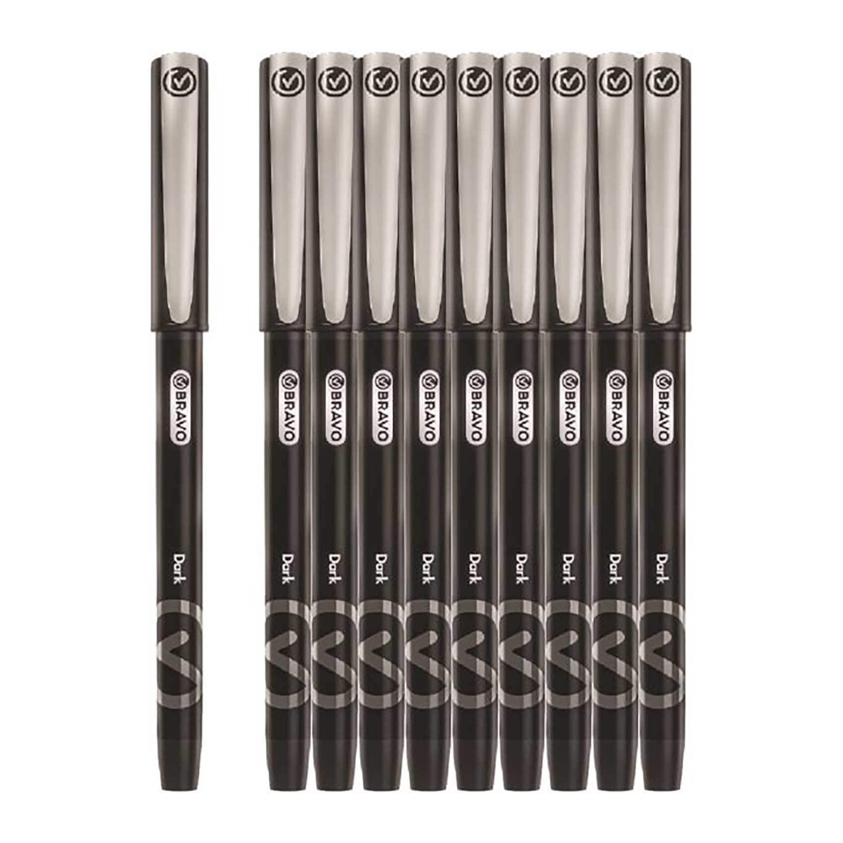 Buy Bravo Dark Pen Set - Black - 10 Pens Online | Carrefour Egypt