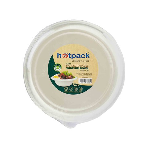 Hotpack bio-degradable wide rim bowl with lid 32oz 5 pieces price in ...