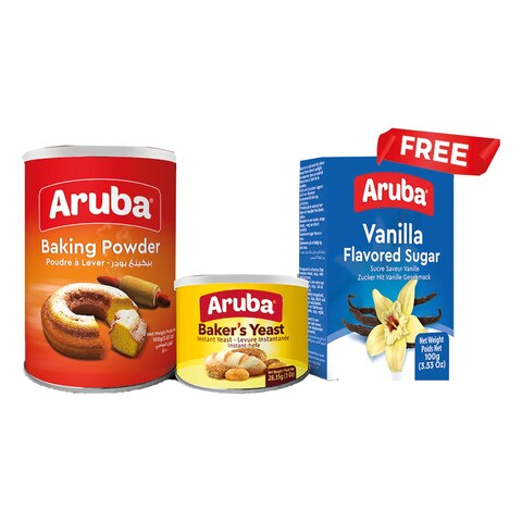 Buy Aruba Baking Powder 100GR+Yeast 28.35GR + Free Vanilla Sugar 100GR ...