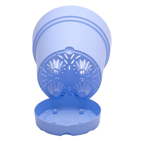 Buy Mintra Round Flower Pot With Plate 22cm Baby Blue Online ...