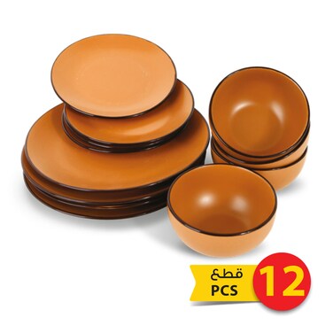 Buy Moral dinner set brown x 12 pieces Online | Carrefour KSA