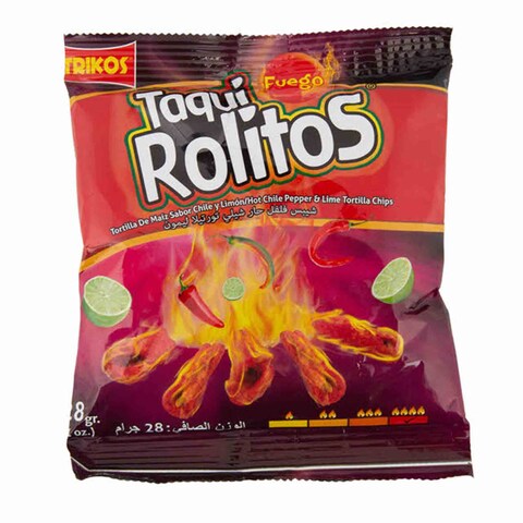 Buy Taqui Rolitos - Hot Chile Pepper & Lime Tortilla Chips 28g Online ...