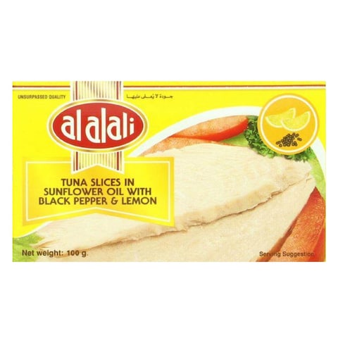 Al Alali Tuna Slices In Sunflower Oil With Black Pepper And Lemon 100g ...