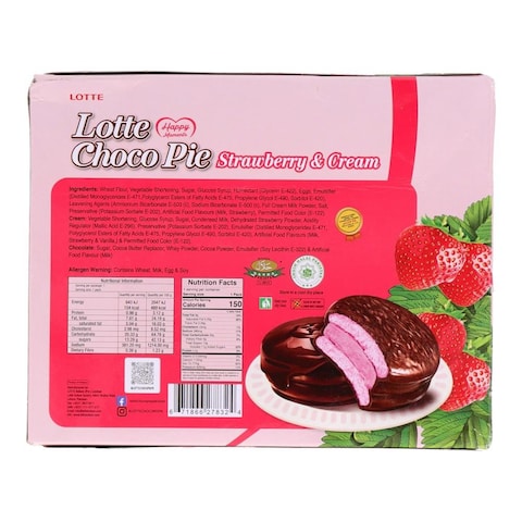 Buy Lotte Choco Pie Strawberry & Cream (Pack of 12) Online | Carrefour ...