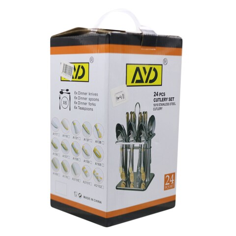 Buy AYD A31 Stainless Steel Cutlery Set Gold 24 Pieces Online ...