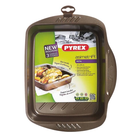 Buy Pyrex Easy Grip Rectangular Oven Tray Black 25x20cm Online ...
