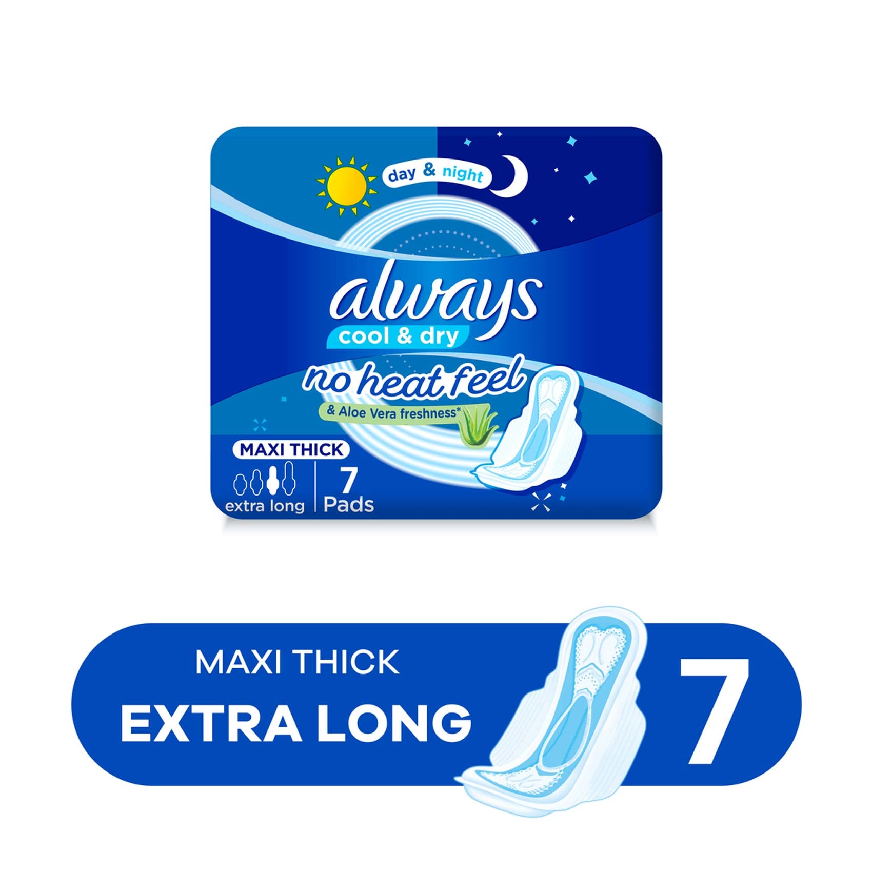 Buy Always Maxi Thick Pads with Aloe Vera Freshness - Extra Long - 7 ...