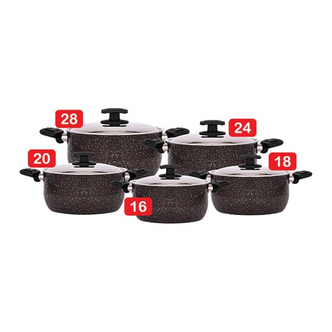 Buy Nouval Classic Granite Cooking Set - 10 Pieces Online | Carrefour Egypt