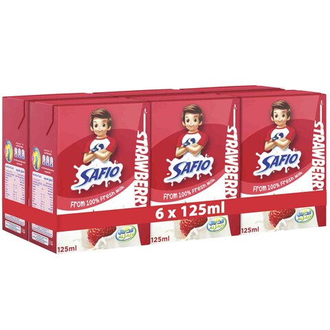 Safio Milk Strawberry Flavor 125 Ml 6 Pieces Online | Carrefour Jordan