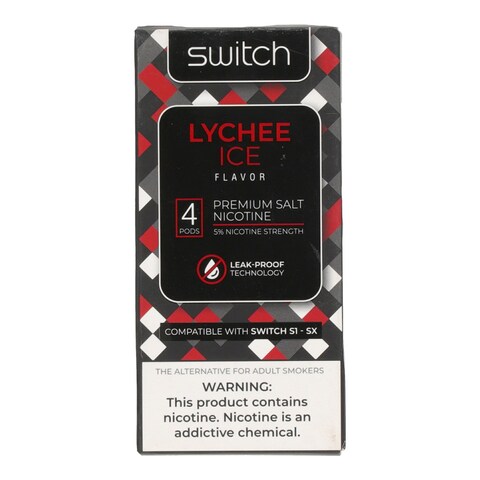 Buy Switch Lychee Ice Flavor Premium Salt 4 Pods 5% Nicotine Online ...