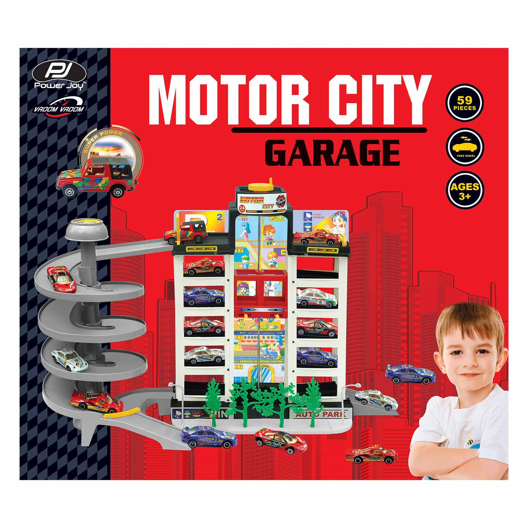 Buy Power Joy Vroom Motor City Garage With 4 Car 59 Pieces Online ...