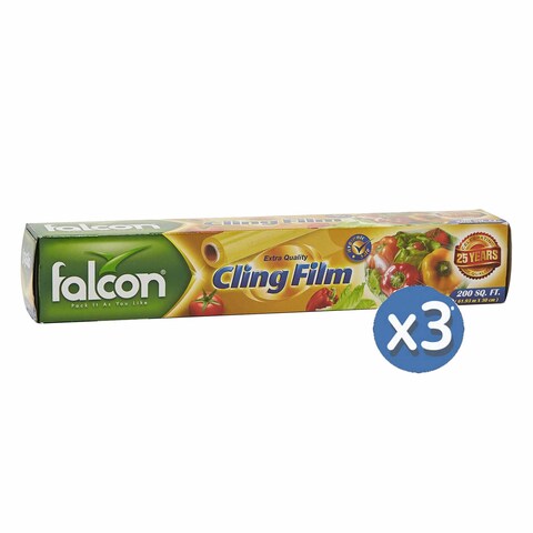 Buy Falcon Cling Film Clear 200sqft Pack of 3 Online | Carrefour UAE