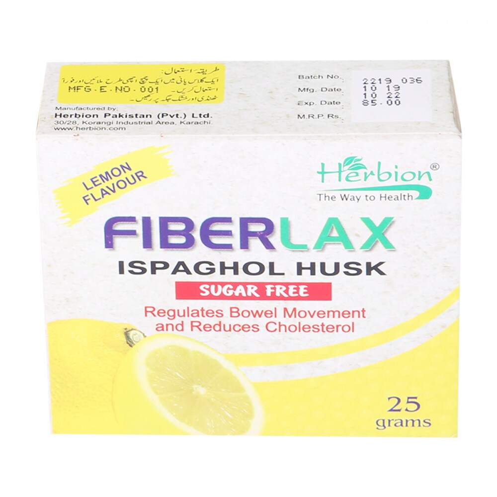 Buy Herbion Fiberlax Ispaghol Husk Sugar-Free Lemon Flavour 25 gr ...