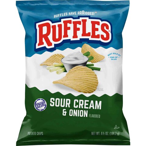 Buy Ruffles Sour Cream And Onion Potato Chips 185g Online | Carrefour KSA