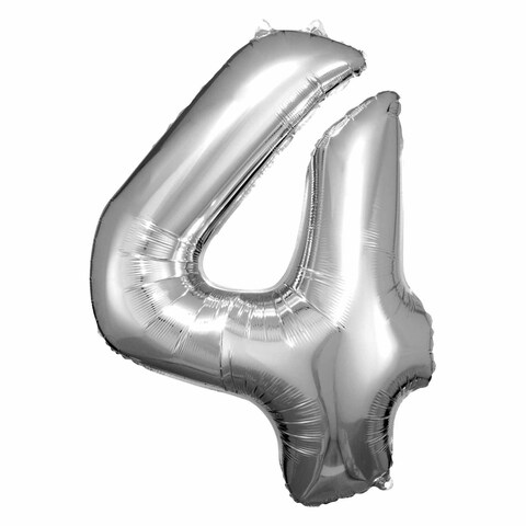 Buy Number 4 Foil Balloon Silver 1 Piece Online | Carrefour Kenya