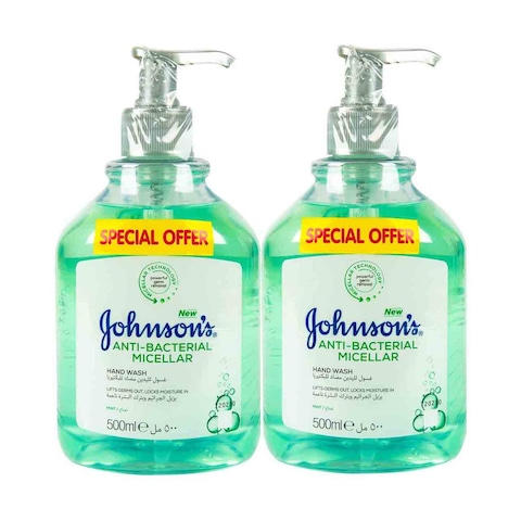 Johnsons Anti-Bacterial Micellar Mint Hand Wash 500ml Pack of 2 price ...