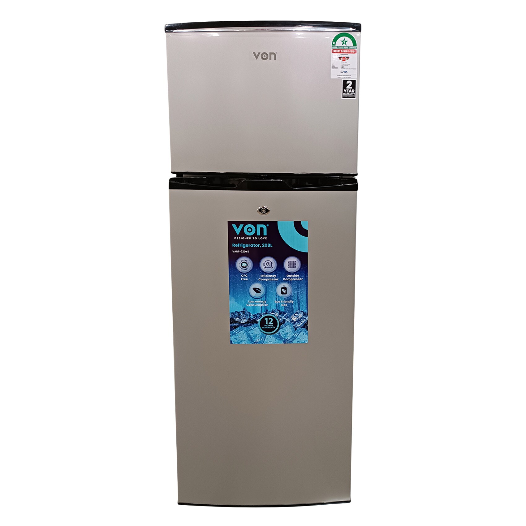 Buy Von Fridge Tmf Vart-22Dys 208L Sliver Online | Carrefour Kenya
