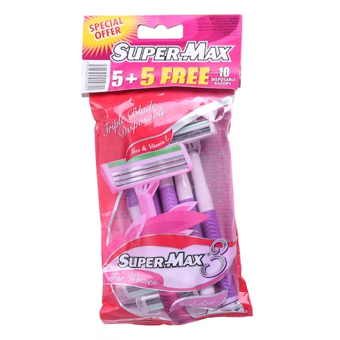 SuperMax Disposable Triple Blade Razor 10 PCS price in UAE | Carrefour ...
