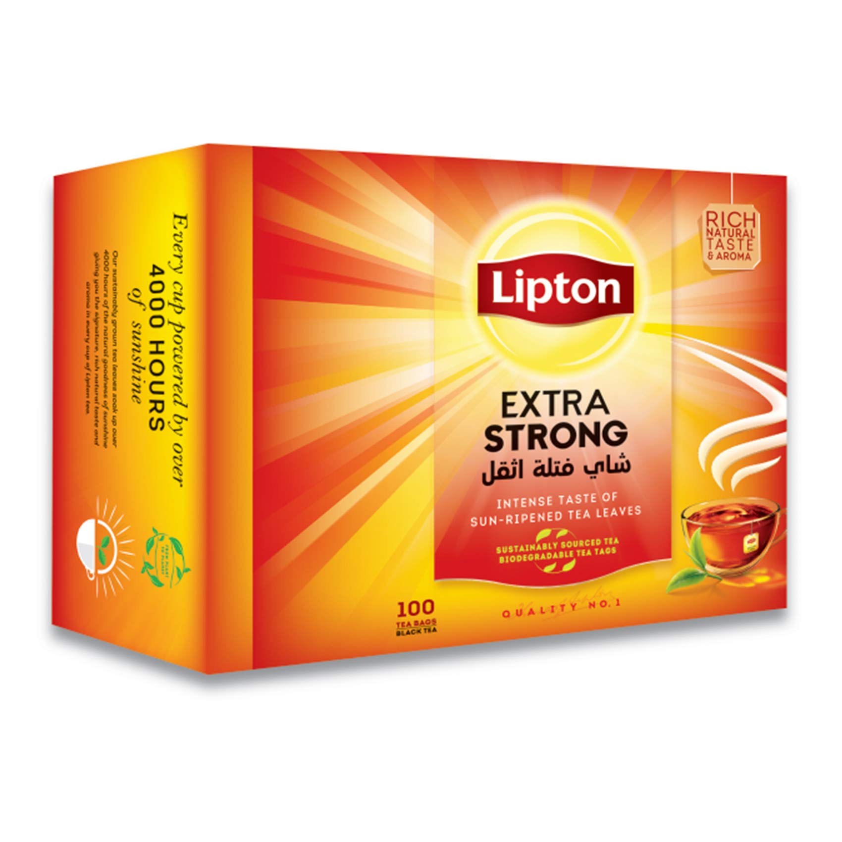 Buy Lipton Extra Strong Black Tea - 100 Tea Bags Online | Carrefour Egypt
