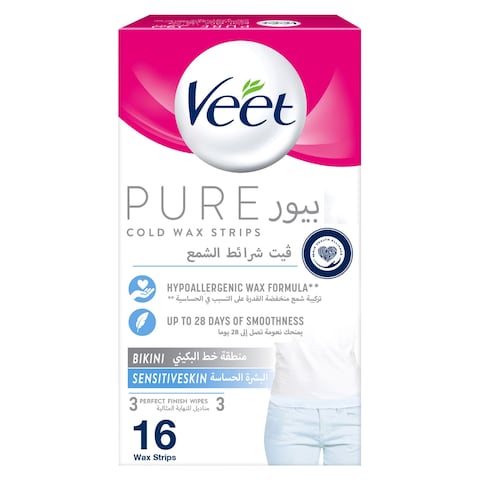 Veet Pure Cold Wax Strips For Bikini White 16 PCS price in UAE ...