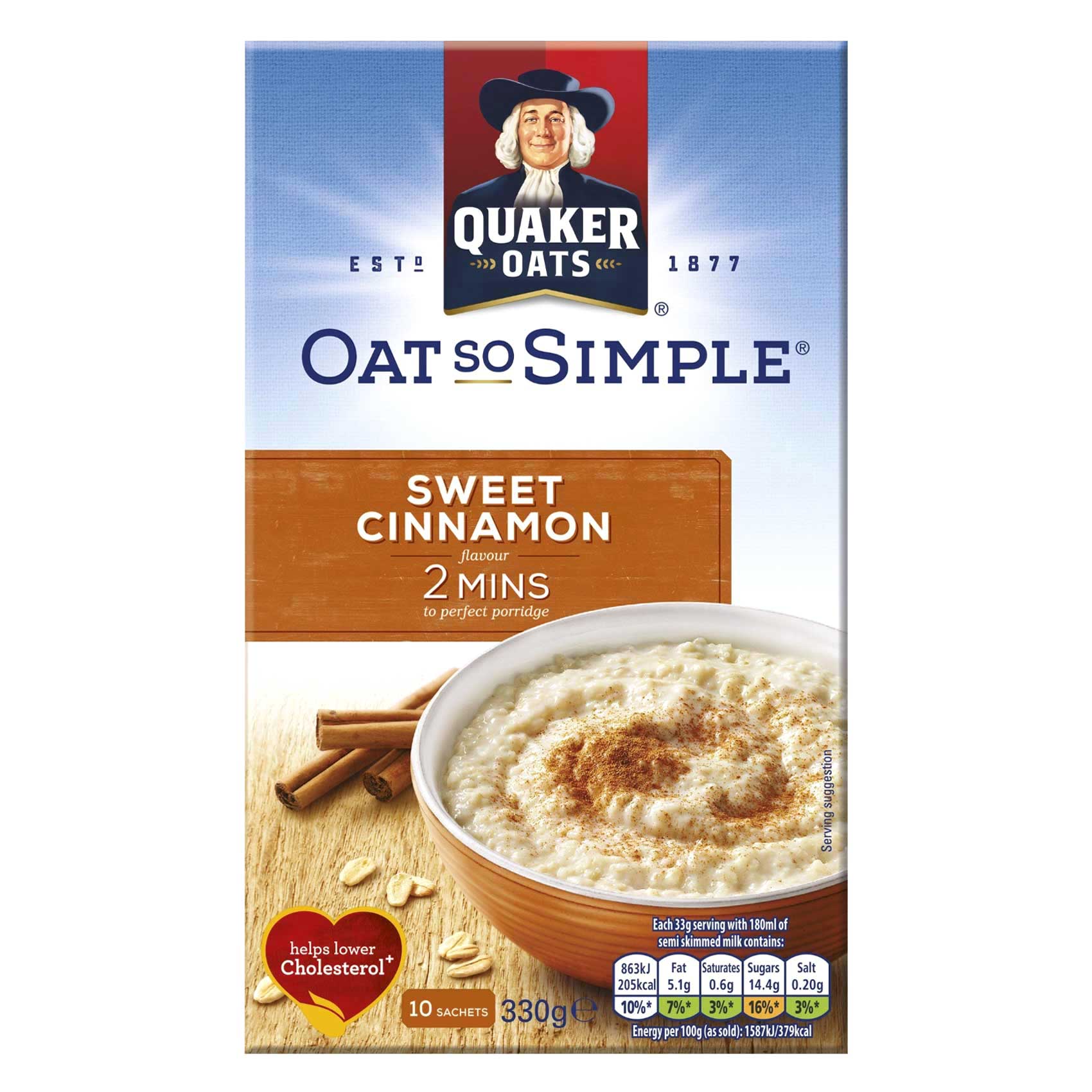 Buy Quaker Oats So Simple Sweet Cinnamon Porridge 330g (10 Pieces ...