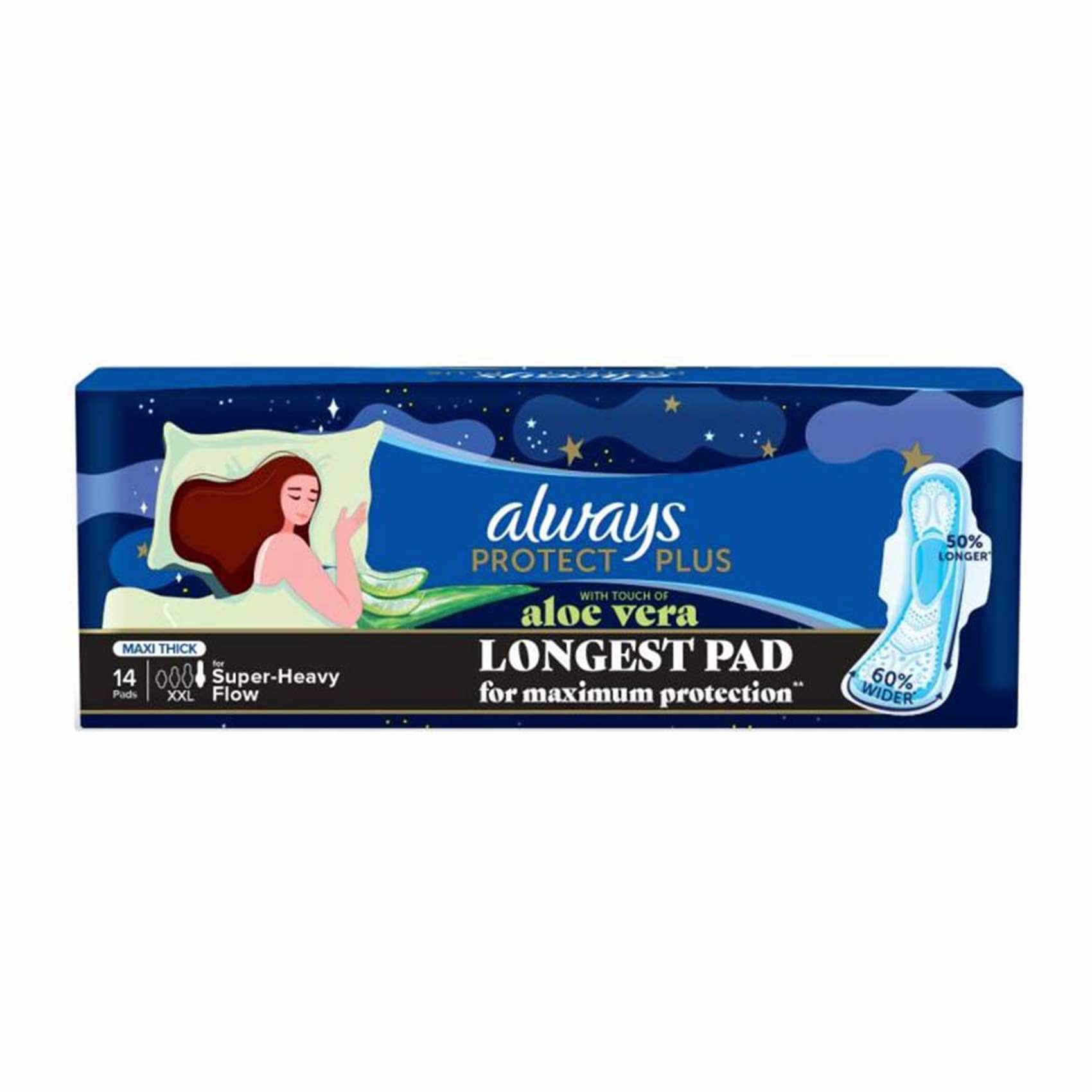 Buy Always Protect Plus Pads with Touch of Aloe Vera - Extra Long Night ...
