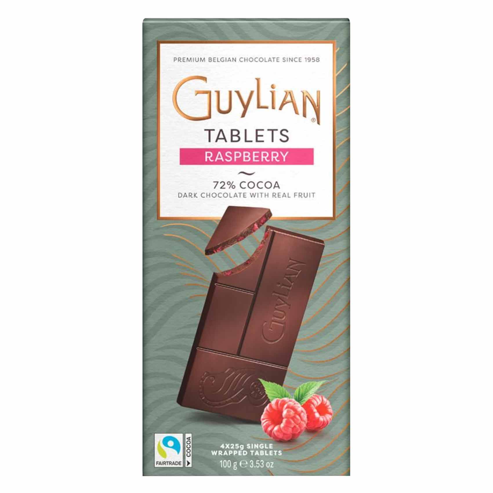 Buy Guylian 72% Cocoa Raspberry Dark Chocolate Bar 100g Online ...
