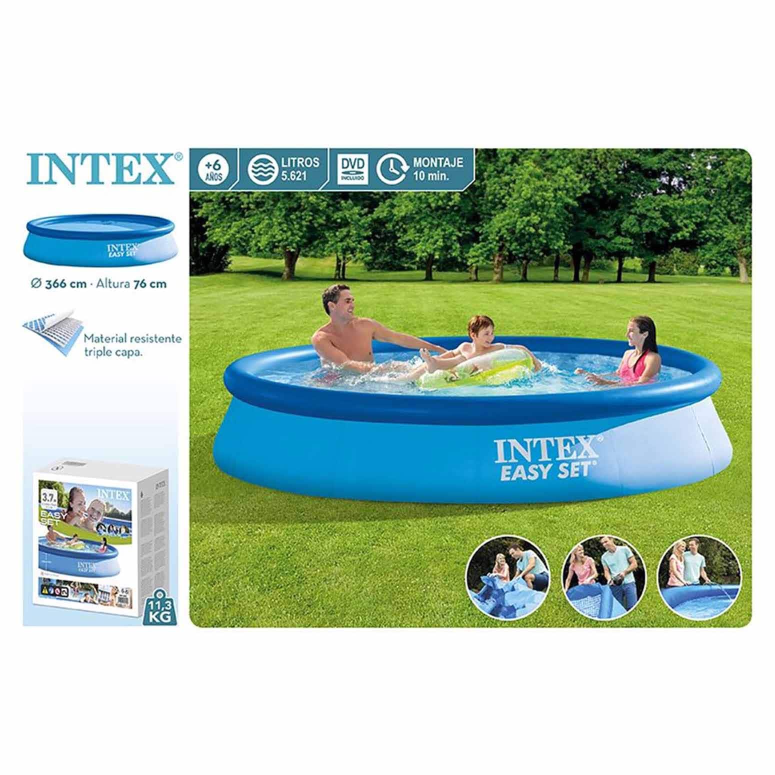 Buy Intex Easy Set Swimming Pool - 366 Cm - Blue Online | Carrefour Egypt