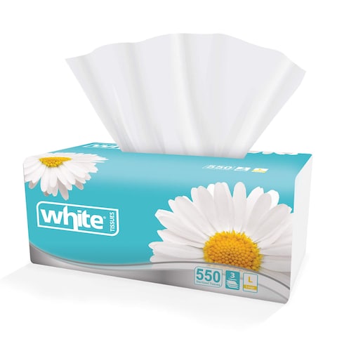 Buy White Facial Tissues - 550 Tissues Online | Carrefour Egypt