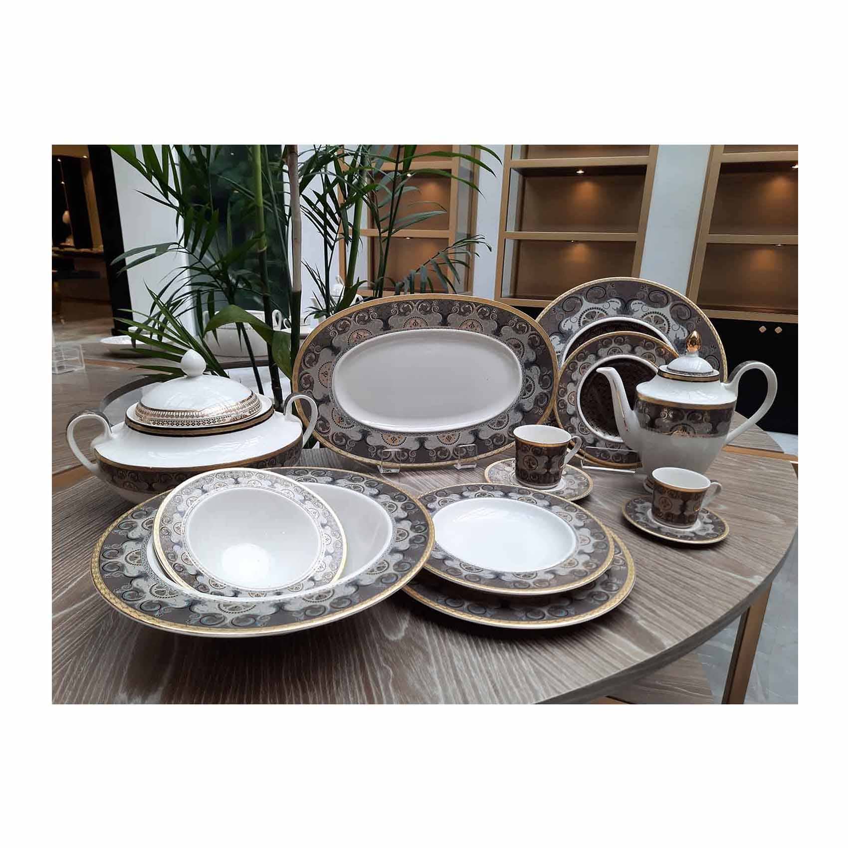 Buy Fathy Mahmoud Porcelain Dinner Set - 66 Pieces Online | Carrefour Egypt