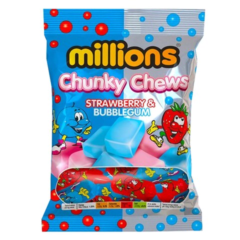 Buy Millions Chunky Chews Strawberry And Bubblegum Chew Candy 150g ...