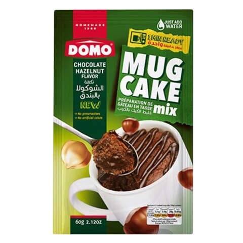 Buy Domo Chocolate & Hazelnut Mug Cake Mix 60g Online | Carrefour Lebanon