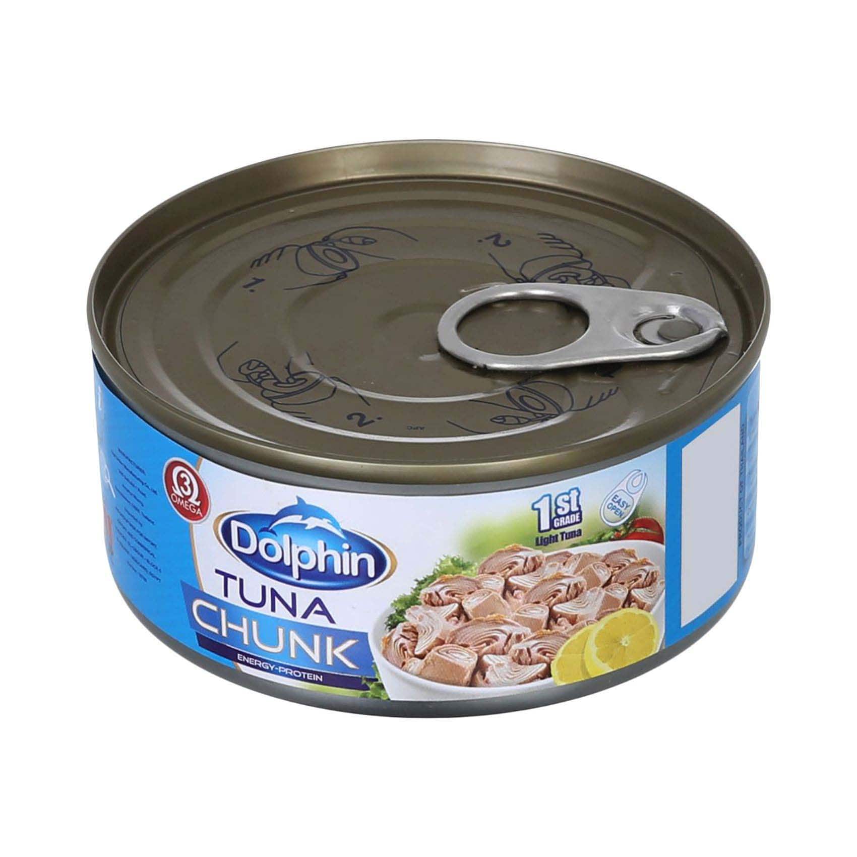 Buy Dolphin Tuna Chunks Easy Open Tin - 140 gram Online | Carrefour Egypt
