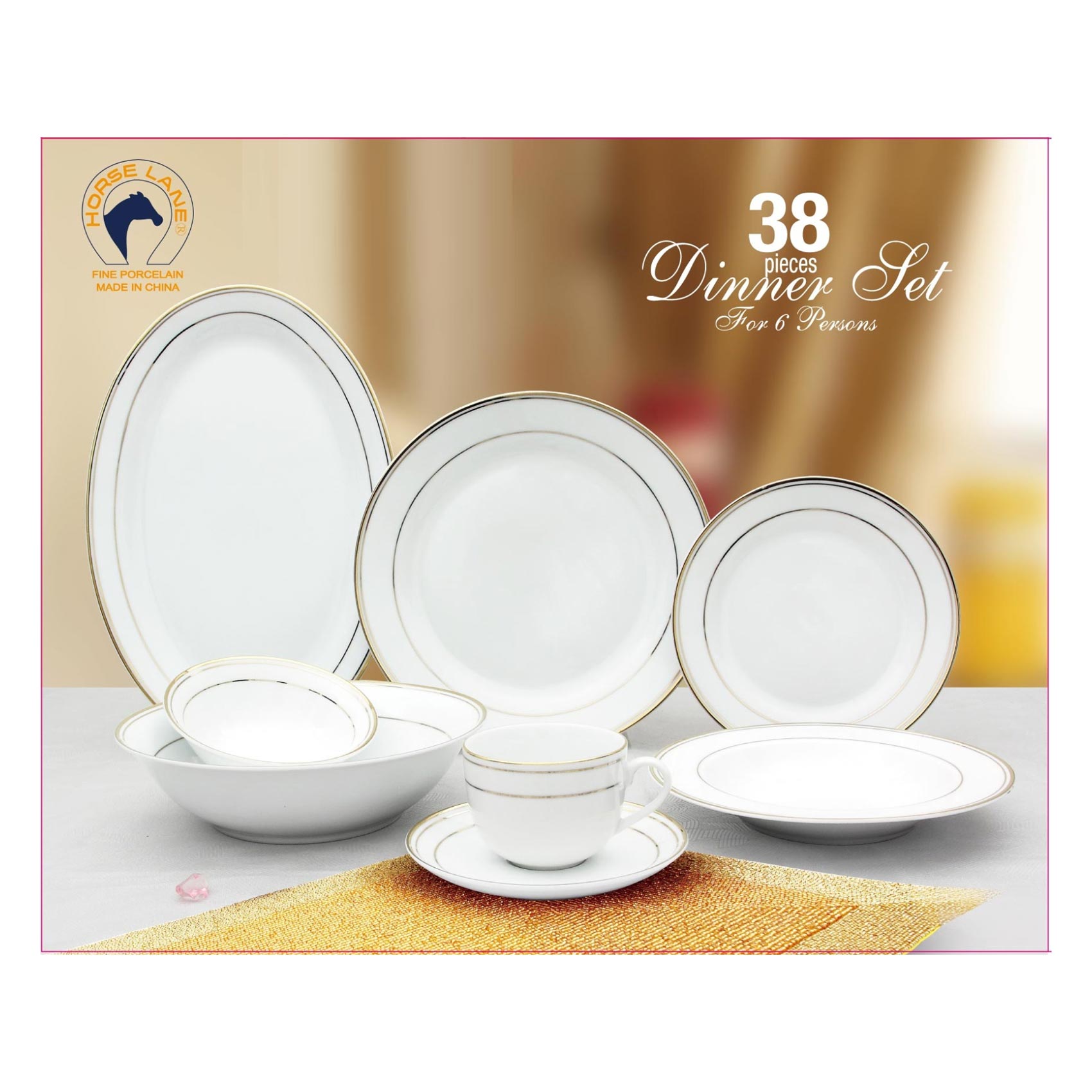 Buy Horselane Dinner Set 38 pieces Online | Carrefour KSA