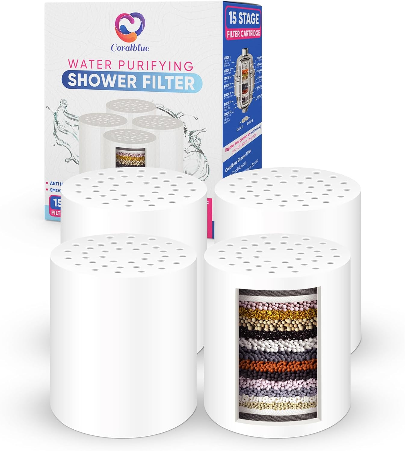 Buy 15 Stage Shower Filter Cartridge - Shower Head Filter - Hard Water ...