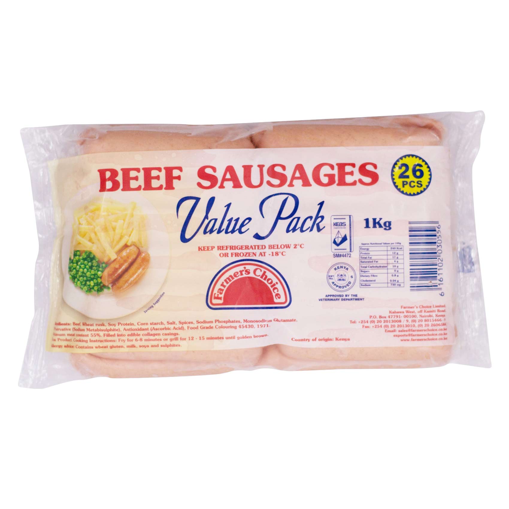 Farmers Choice Beef Sausage 1kg Online Carrefour Kenya