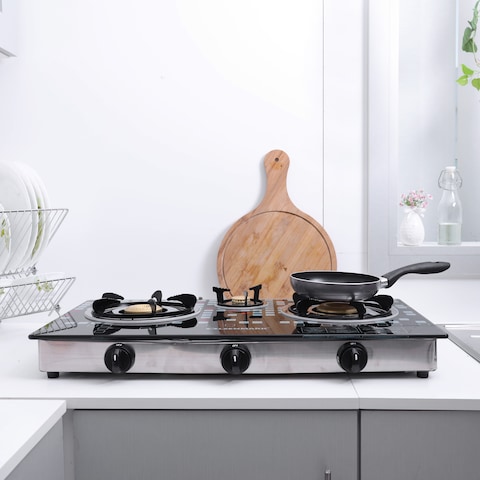 Buy Olsenmark Highly Efficient Tempered Glass Triple Burner Gas Stove ...