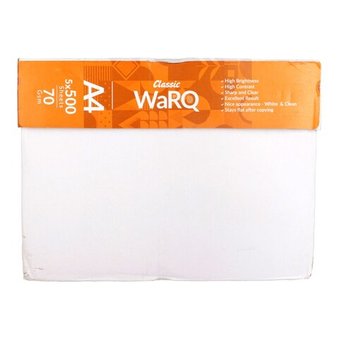 Buy Classic Warq Office A4 Size Paper 5x500 Sheets Online | Carrefour ...