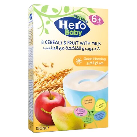 Hero Baby 8 Cereal And Fruit With Milk 150g price in UAE | Carrefour UAE | supermarket kanbkam