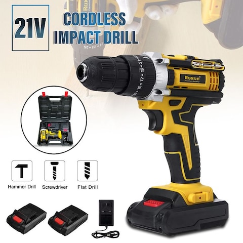 Buy Roxon - 21V Premium Quality Cordless Impact Drill, With 2 Li-ion Rechargeable Battery 1500 ...