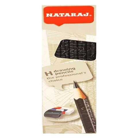 Buy Natraj H Drawing Pencil With Eraser And Sharpener Set Black 14 ...