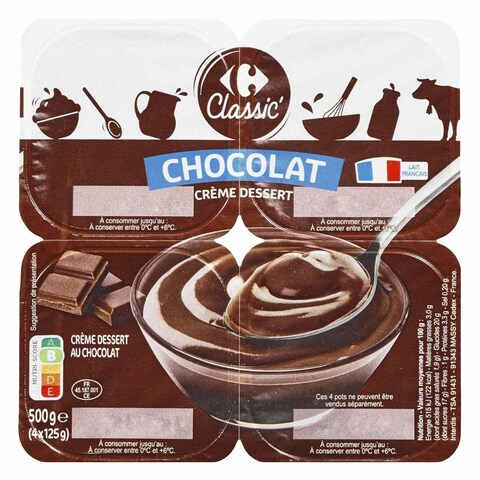 Buy Carrefour Classic Chocolate Cream Dessert 125g x Pack of 4 Online ...