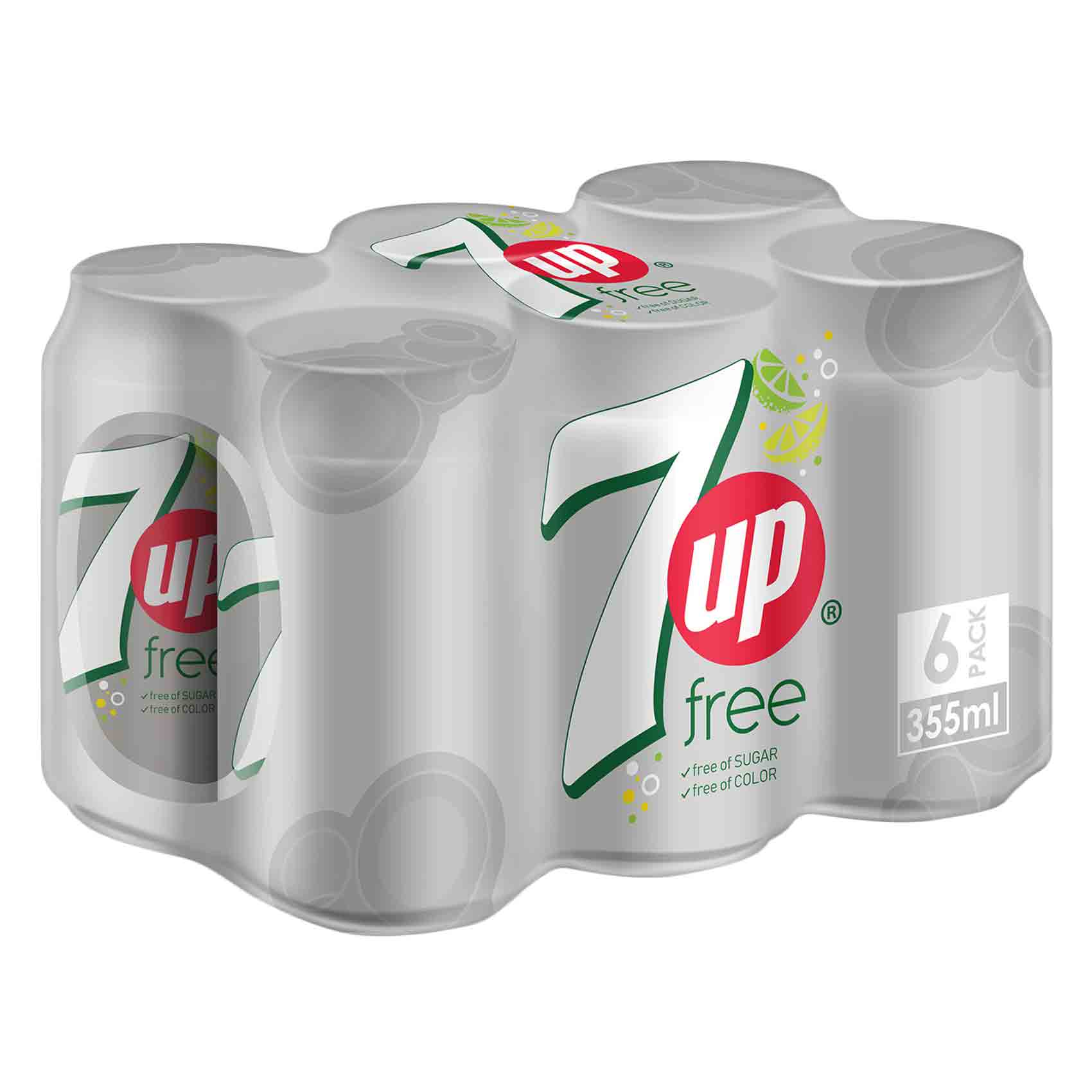 Buy 7UP Free, Carbonated Soft Drink, Cans, 355ml x 6 Online | Carrefour KSA