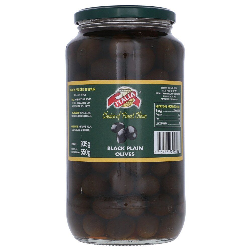 Buy Italia Black Plain Olives 935/550 gr Online | Carrefour Pakistan