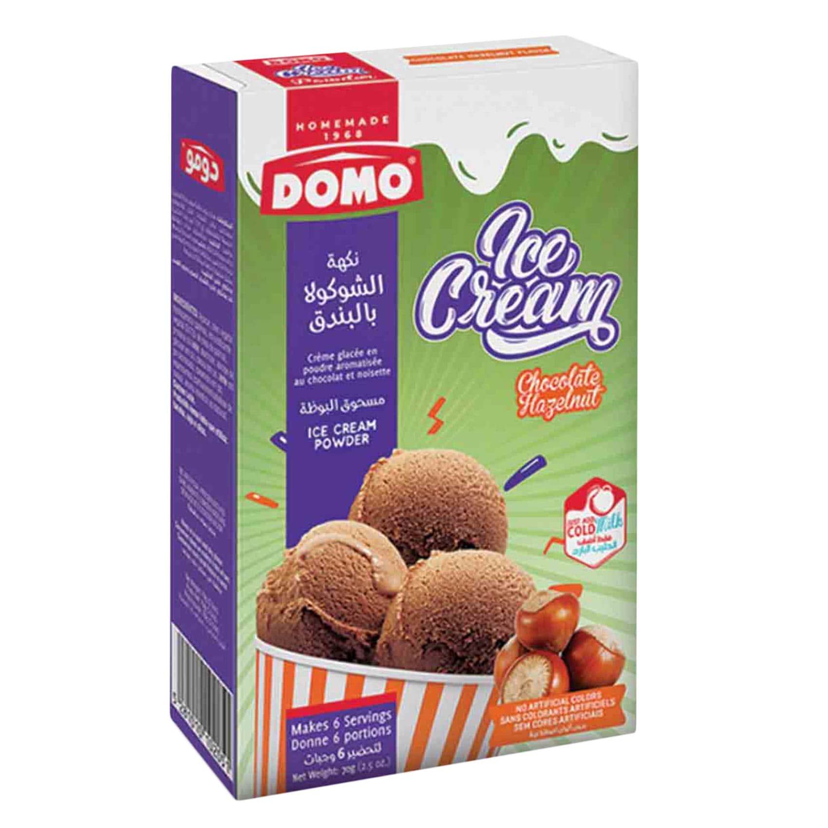 Buy Domo Chocolate Hazelnut Ice Cream Powder 70GR Online | Carrefour ...